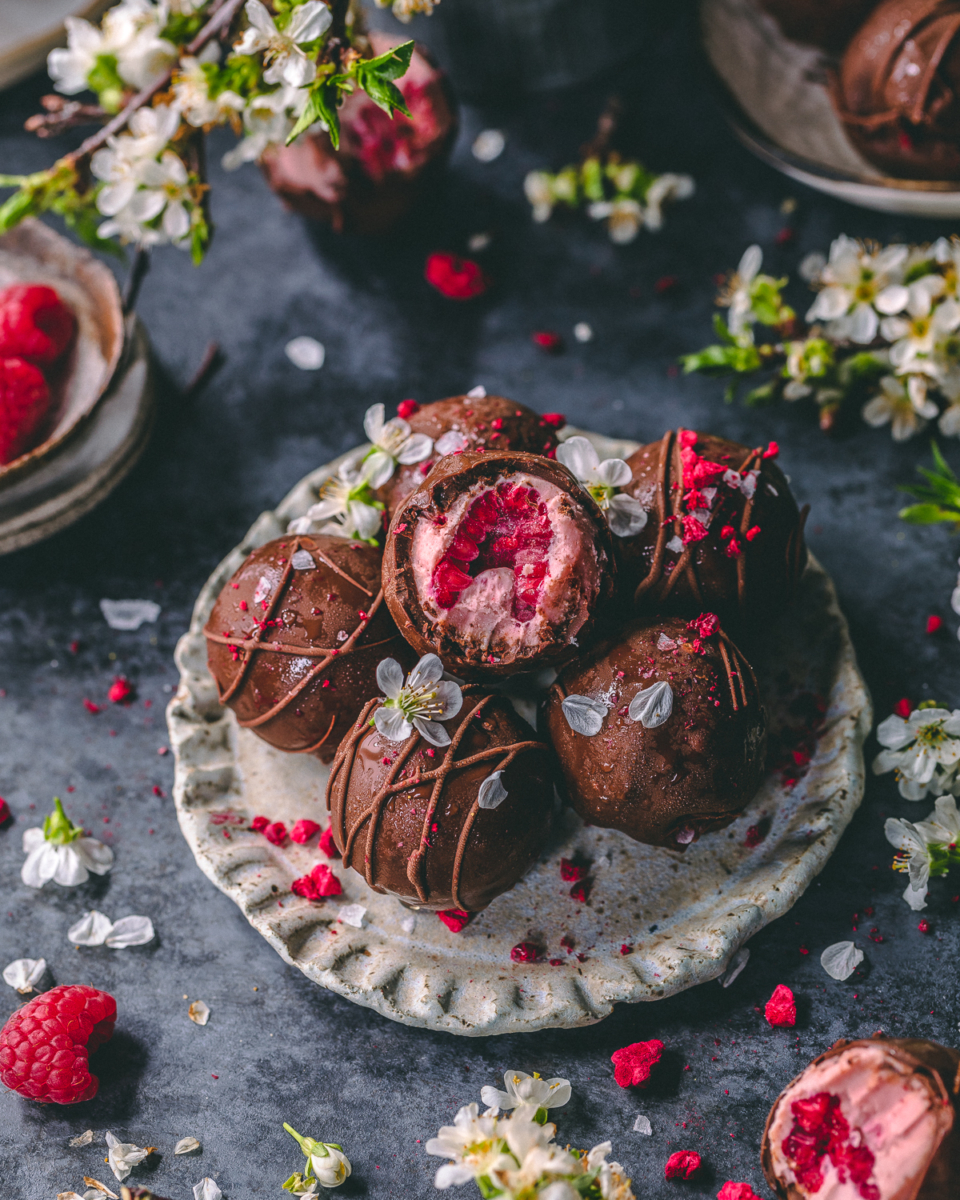 Decadent and Creamy Raspberry Cashew Truffles - Sculpted Kitchen
